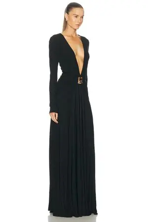 Christopher Esber Bezel Quartz Ruched Long Sleeve Dress