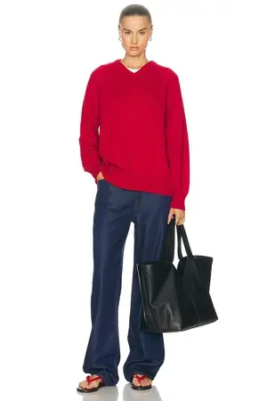 Donni. Cotton Knit V-neck Sweater