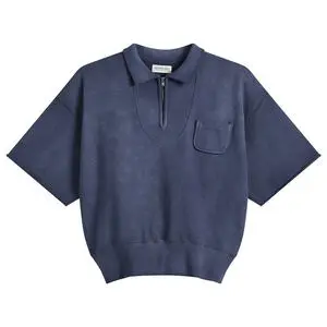 BEAMS Half Zip Distressed Cotton Sweater
