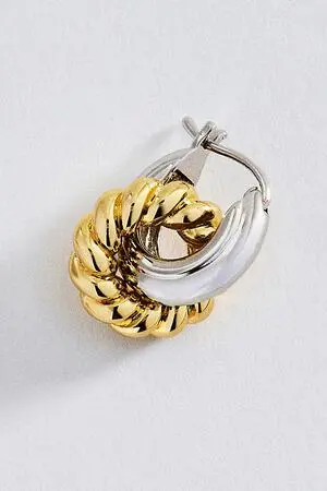 LUV AJ Two-tone Rope Interlock Hoop Earrings - Silver