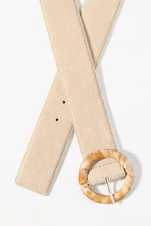 Anthropologie Alta Moda Suede Resin Belt - Neutral