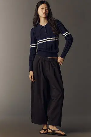 Maeve Cotton Linen Balloon Trousers - Black