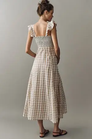 PILCRO Cotton Button-front Midi Dress - Gingham/disty