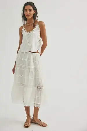 Free People Lily Lace Midi Skirt