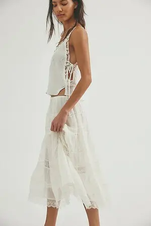 Free People Lily Lace Midi Skirt