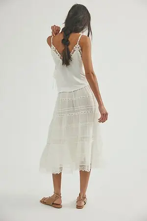 Free People Lily Lace Midi Skirt