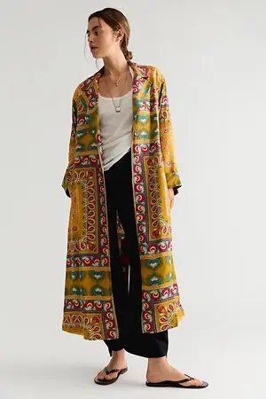 Free People Printed Duster With Classic Collar - Vienna Combo