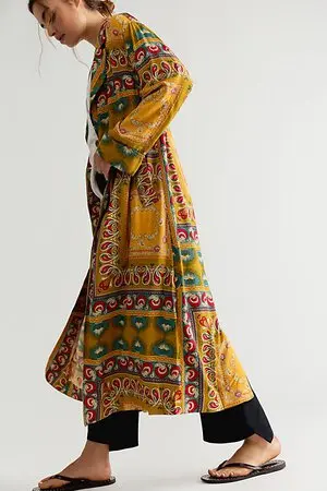 Free People Printed Duster With Classic Collar - Vienna Combo