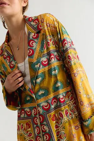 Free People Printed Duster With Classic Collar - Vienna Combo