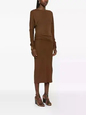 Max Mara Ruched Boat-neck Jersey Dress With Gold-tone Hardware