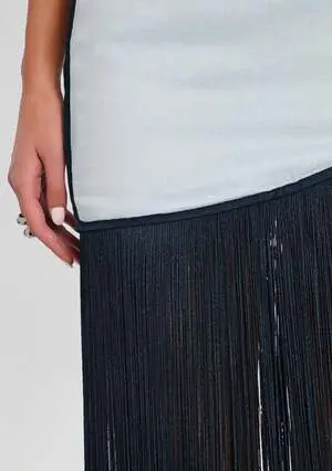 Azulu Joelle Fringe Skirt - Ice Blue