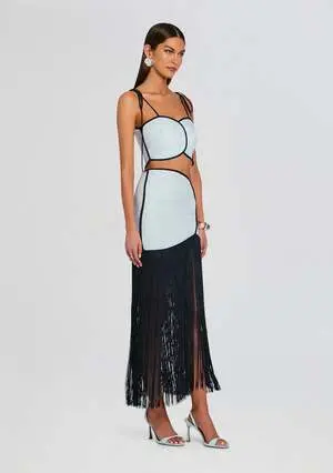 Azulu Joelle Fringe Skirt - Ice Blue