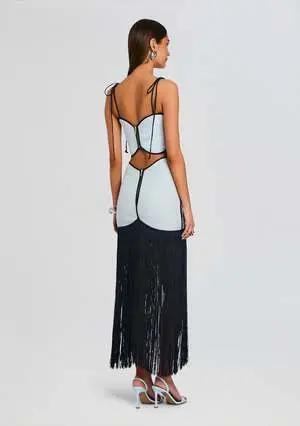 Azulu Joelle Fringe Skirt - Ice Blue