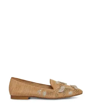ARTEANA Flora Raffia Smoking Slipper - Camel