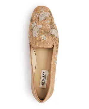 ARTEANA Flora Raffia Smoking Slipper - Camel
