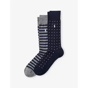 Polo Ralph Lauren Cotton-blend Socks Pack Of Two - Navy