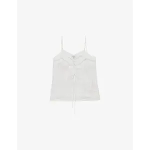 REISS Tamsin Lace-detail Woven Camisole Top - Ivory
