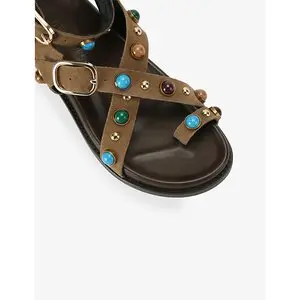 Steve Madden Linear Suede Sandals - Brown