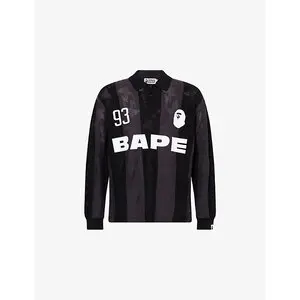 A BATHING APE Logo-embossed Striped Cotton-knit Polo Top