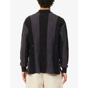 A BATHING APE Logo-embossed Striped Cotton-knit Polo Top