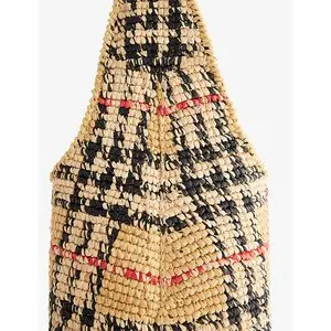 Burberry Small Margate Check Raffia Hobo Bag - Sand