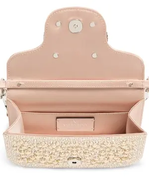 Valentino Garavani Small Shoulder Bag With Imitation Pearl Embellishment - Cream