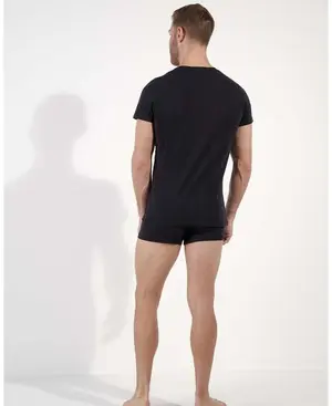 HOM Supreme Cotton V-neck T-shirt - Black