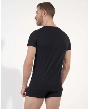 HOM Supreme Cotton V-neck T-shirt - Black