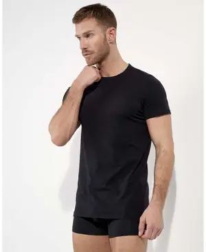 HOM Supreme Cotton Crew Neck T-shirt - Black