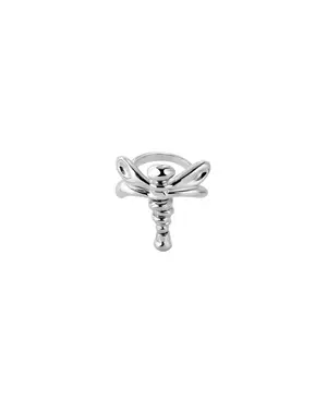 UNODE50 Sterling Plated Dragonfly Statement Ring - Silver