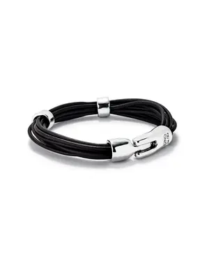UNODE50 Multi-strand Leather Bracelet With -plated Circles
