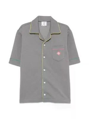 Casablanca Monogram-jacquard Contrast-trim Shirt - Grey