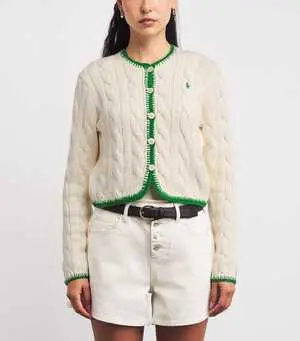 Polo Ralph Lauren Stretch-cotton Cropped Cardigan - Ivory