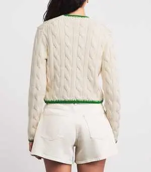 Polo Ralph Lauren Stretch-cotton Cropped Cardigan - Ivory