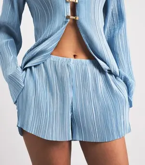 Cult Gaia Sinclair Plissé Origami Shorts - Blue