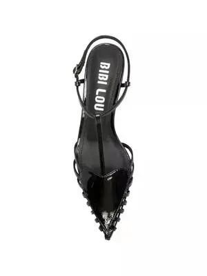 BIBI LOU Patent Heart Motif Sandals - Black