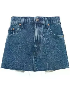 MOTHER The Fun Dip Micro Cut Denim Miniskirt - Blue