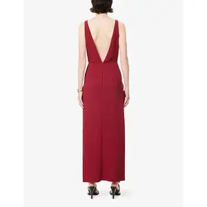 Givenchy Sleeveless Plunging V-neck Midi Dress - Red Cherry