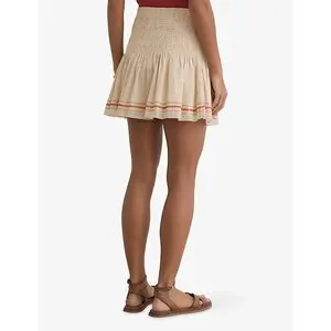 REISS Catie Shirred-waist Cotton-blend Mini Skirt