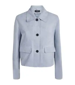 ARMA Lamb Suede Tailored Jacket - Blue