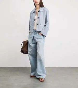 ARMA Lamb Suede Tailored Jacket - Blue