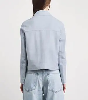 ARMA Lamb Suede Tailored Jacket - Blue