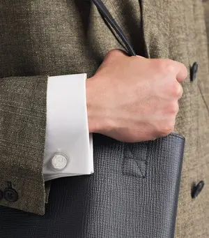 BABETTE WASSERMAN LONDON Rhodium-plated Halfpenny Cufflinks
