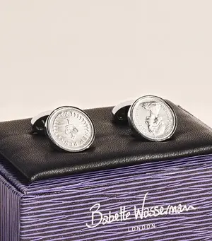 BABETTE WASSERMAN LONDON Rhodium-plated Halfpenny Cufflinks