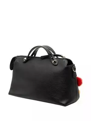 Fendi Medium Leather Pompom The Way Satchel - Black