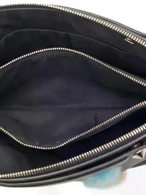 Fendi Medium Leather Pompom The Way Satchel - Black