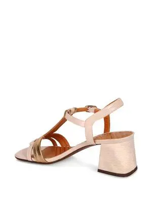 Chie Mihara Lizard-effect Metallic-trim Sandals - Neutrals