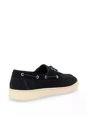 FRAU Navy Suede Lace-up Boat Shoes - Blue