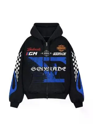 GODMADE Graphic-print Zip-up Hoodie - Black
