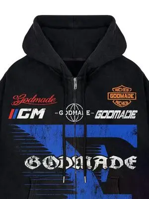 GODMADE Graphic-print Zip-up Hoodie - Black